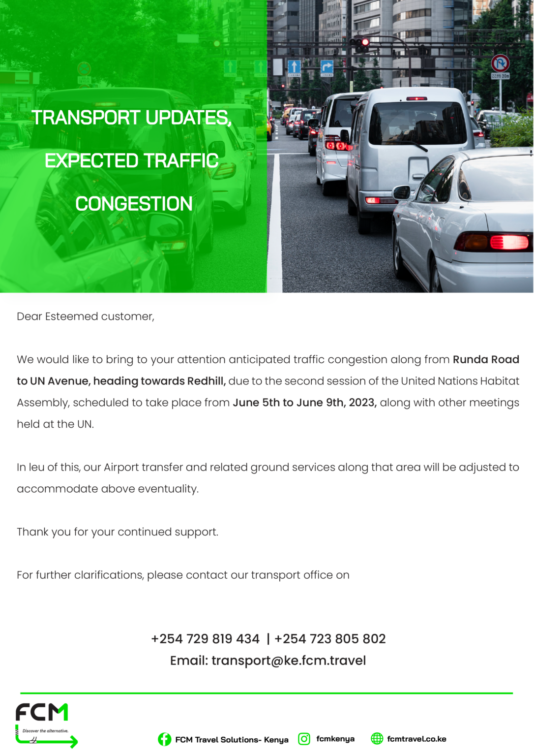 Transport Update and Expected Traffic Congestion – FCM Travel Solutions